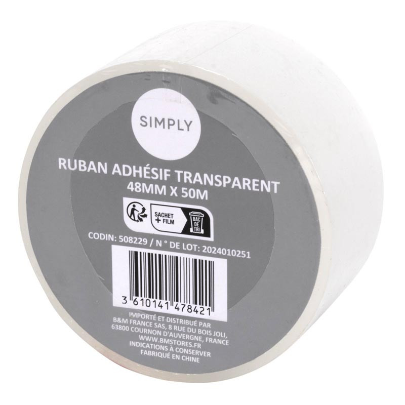 Adhesif d'emballage transparent